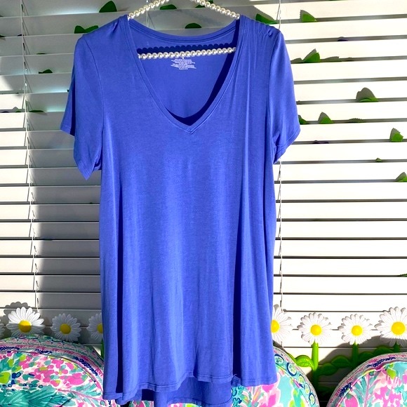 HUE | Tops | Hue Long Bright Blue Tee Shirt | Poshmark